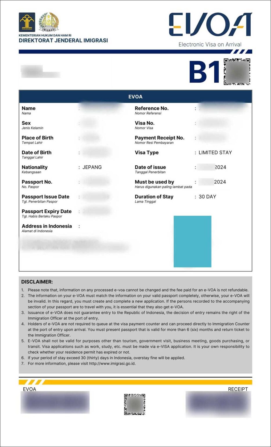 インドネシア到着ビザ事前取得システム（e-VOA）手続き手順 – 英語ヴィラ